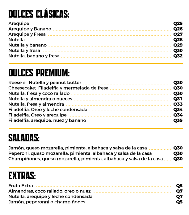 Menu Crepe – Crepe station